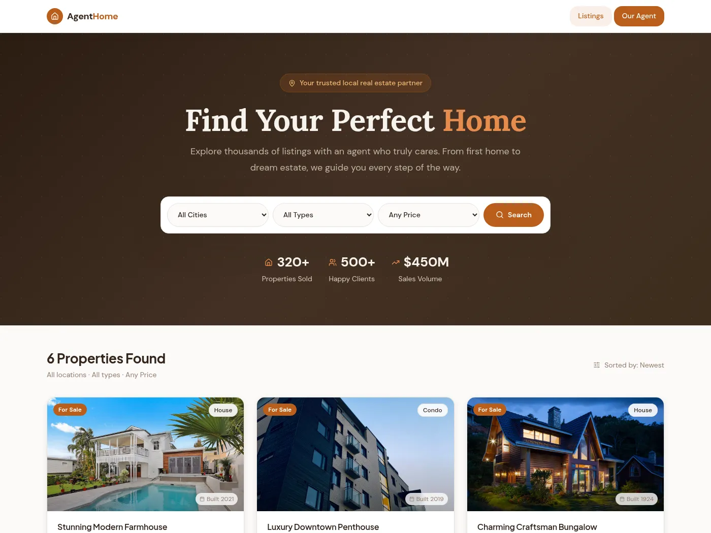 AgentHome Realty Site