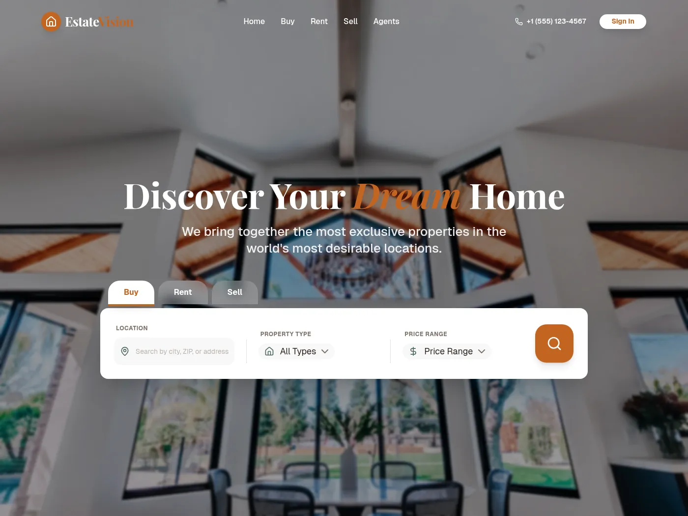 EstateVision Landing Page