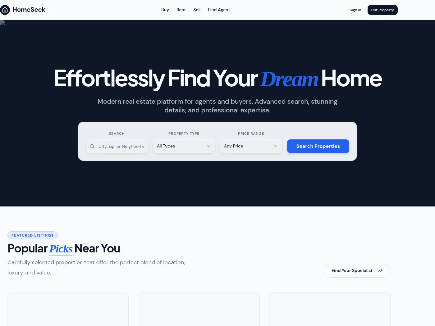 HomeSeek Realty Portal