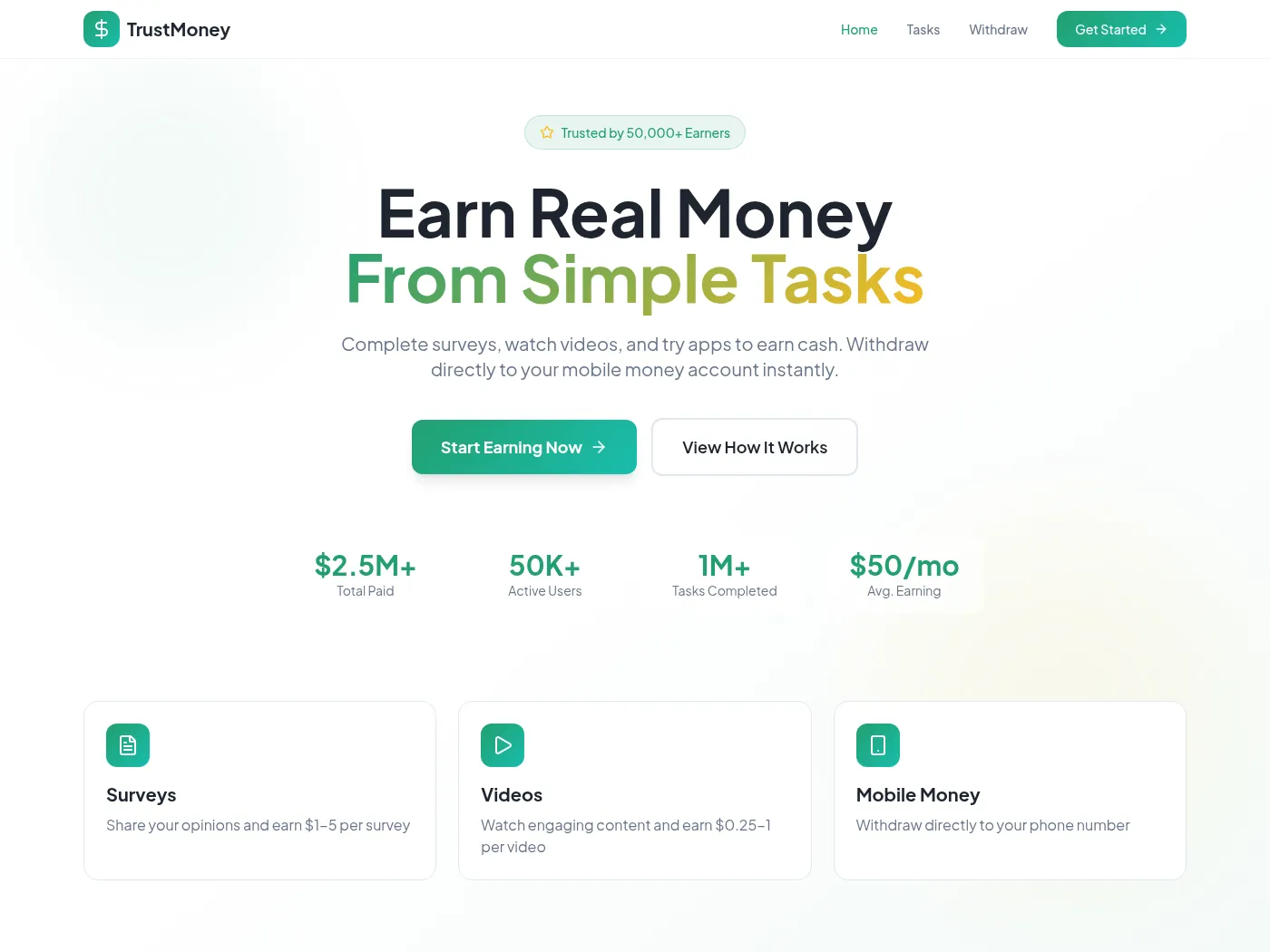 Real Money Earning Site