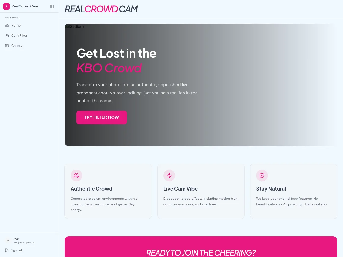 RealCrowd Cam Filter