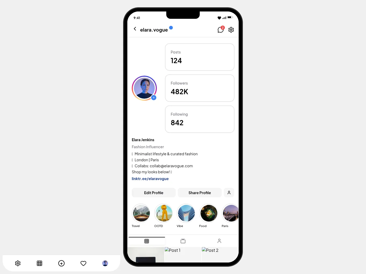 UltraReal Social Profile UI