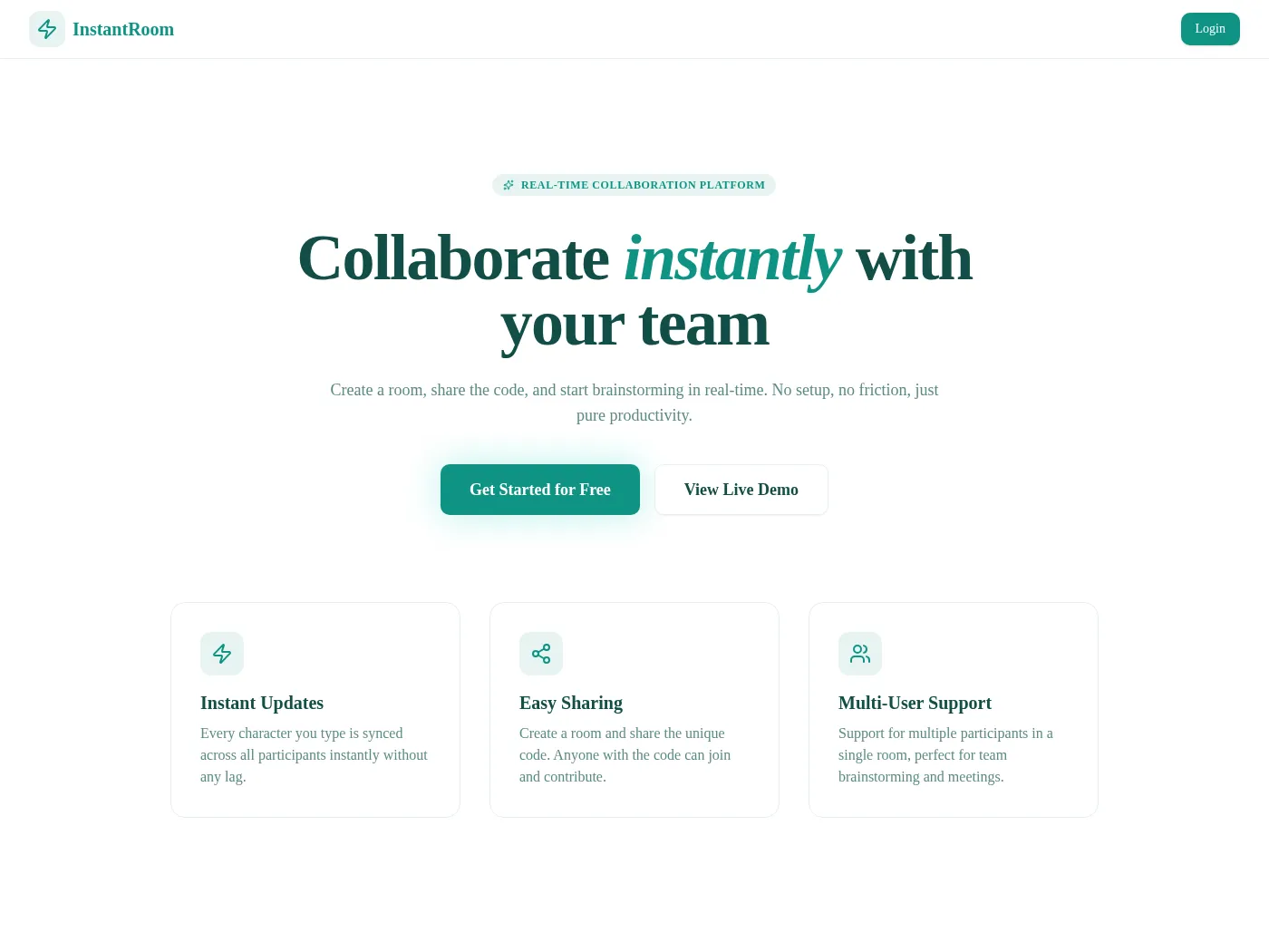 InstantRoom Collab App