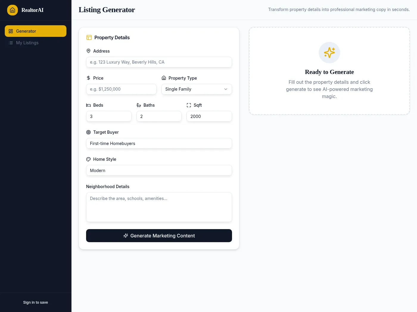 Realtor Listing Generator