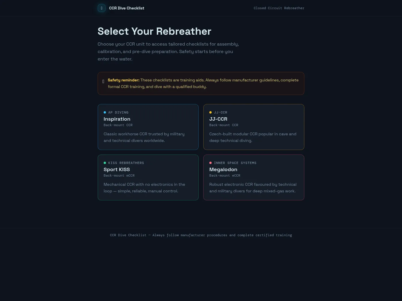 Rebreather Dive Checklist