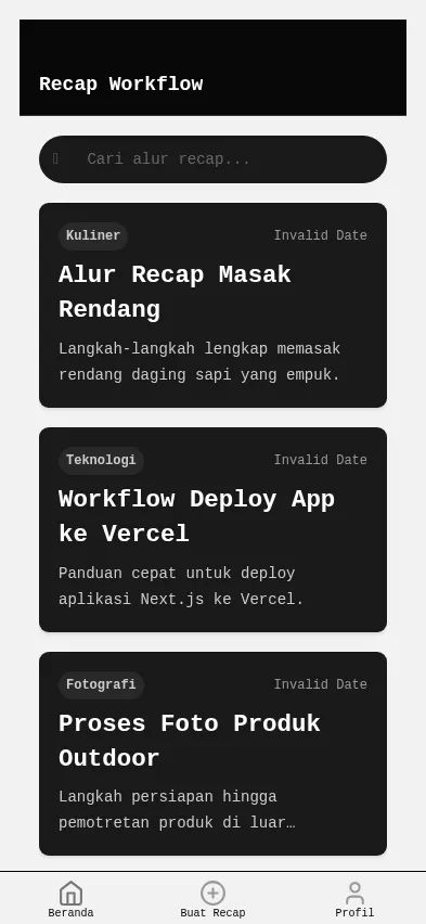 Recap Workflow App