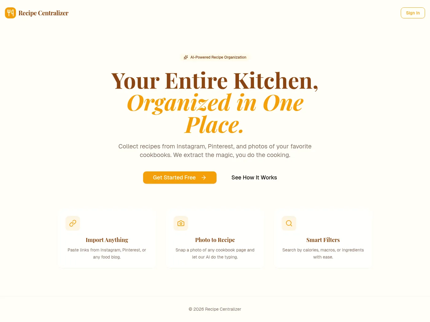 Recipe Centralizer
