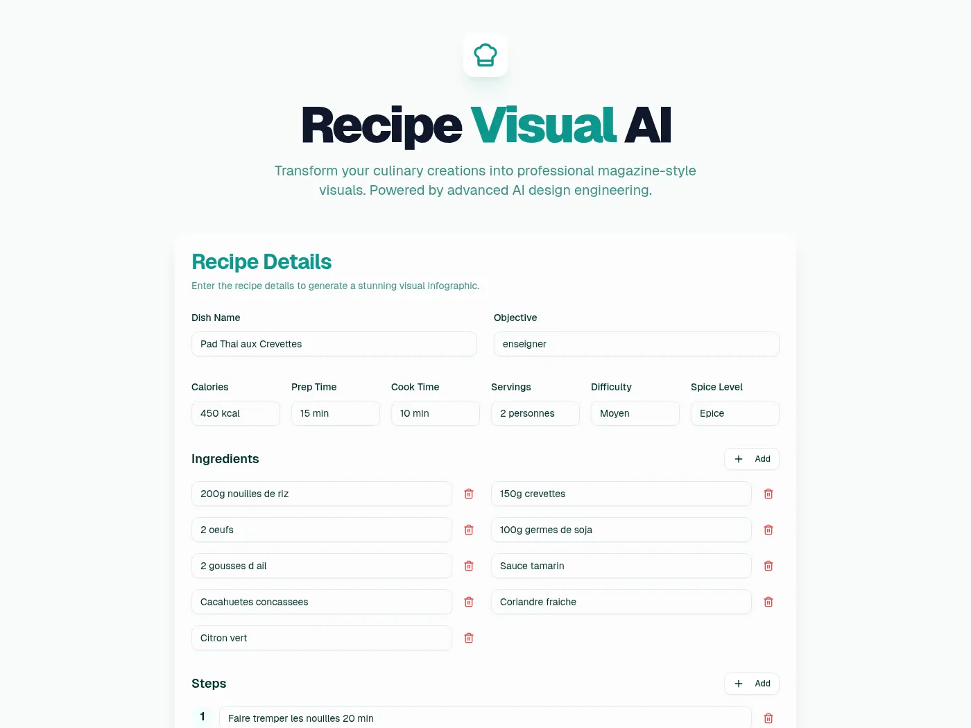 Recipe Visual AI Guide