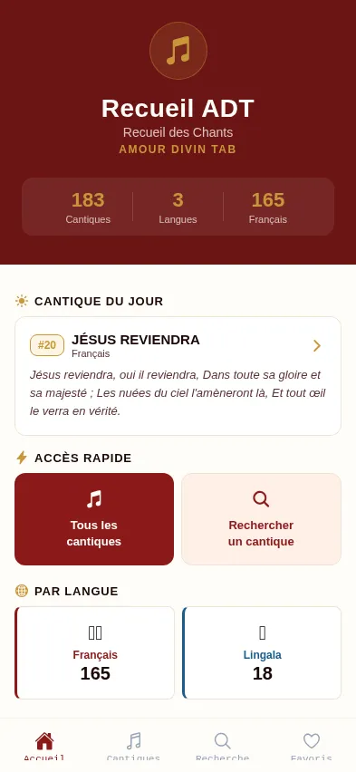 Recueil ADT Cantiques App