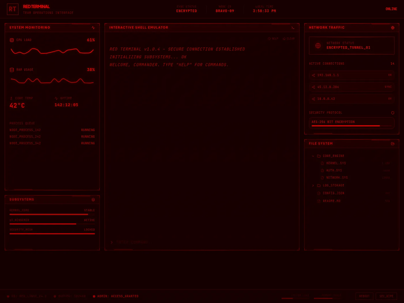 Red Terminal Dashboard