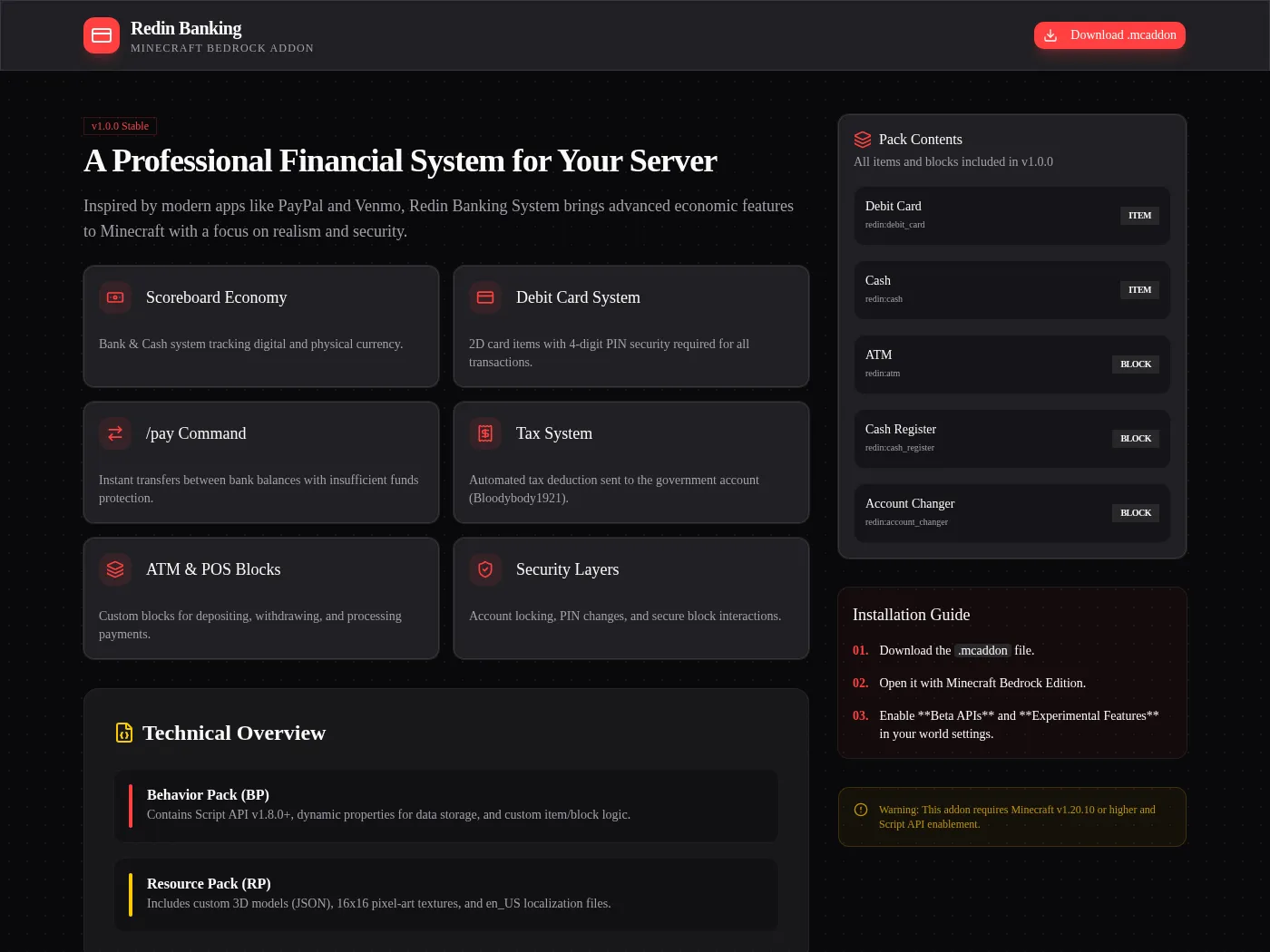 Redin Banking System Addon