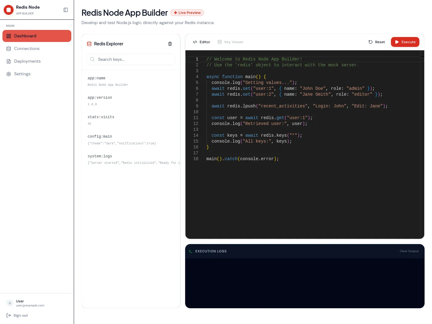 Redis Node App Builder