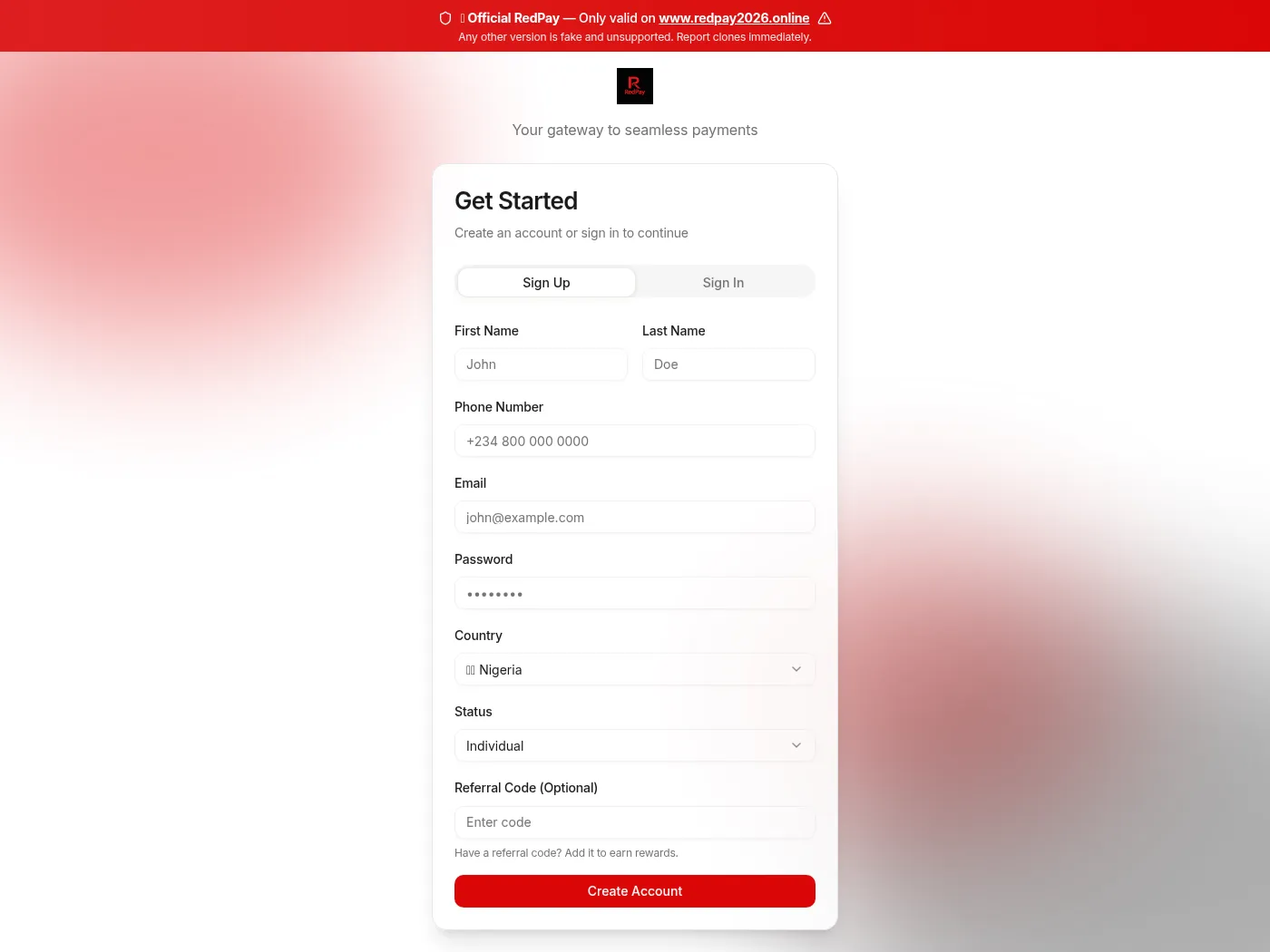 Redpay Website