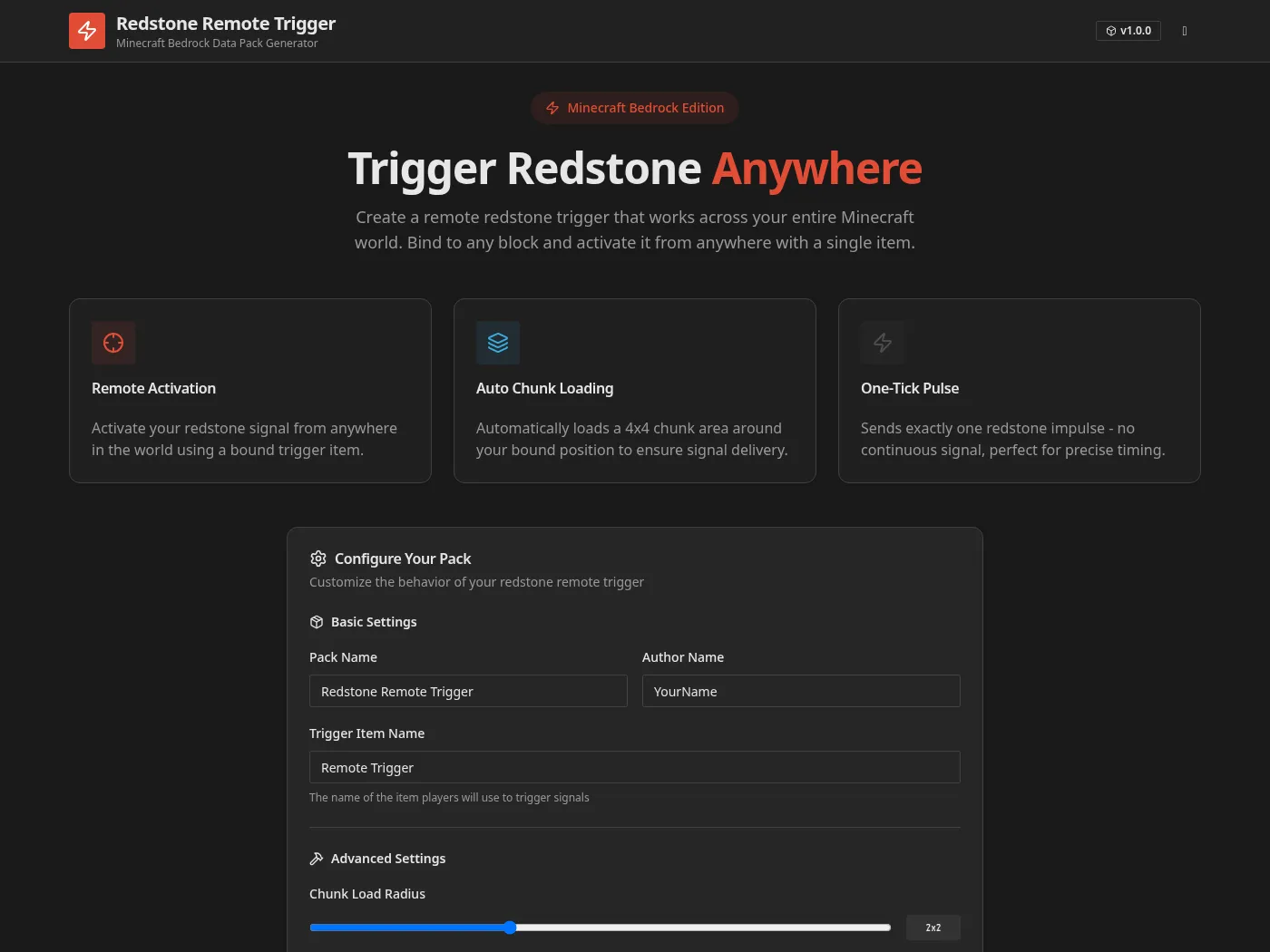 Redstone Remote Trigger