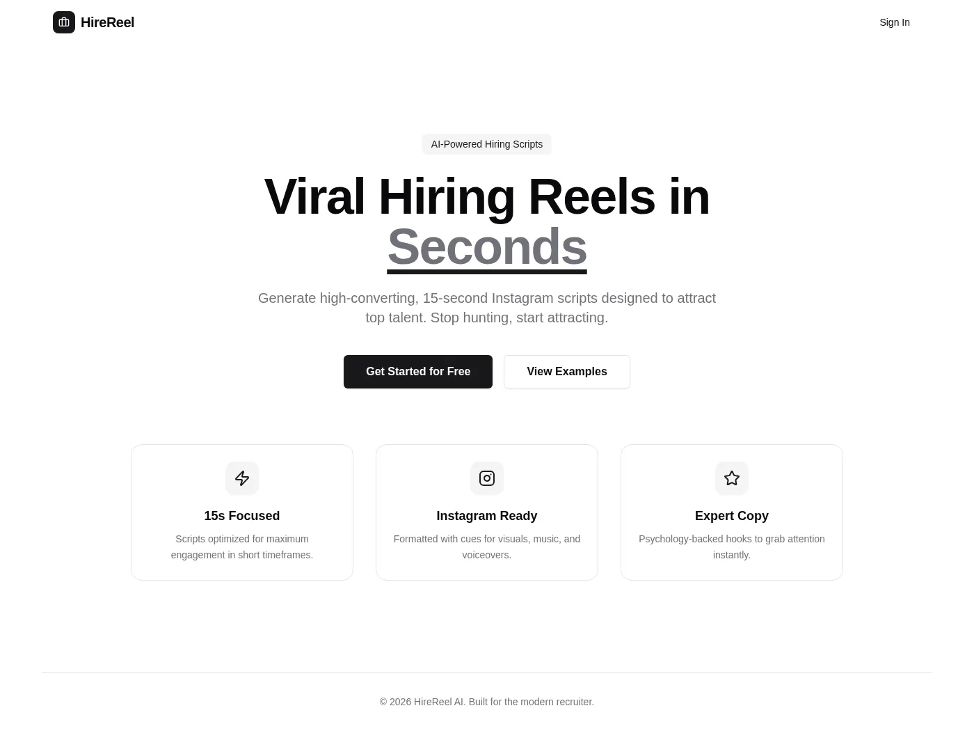 15s Insta Hiring Reel Script