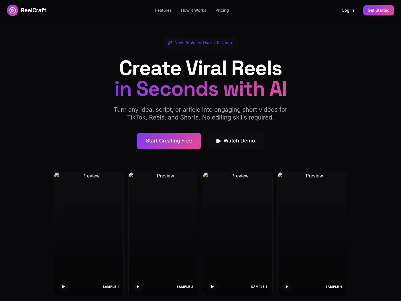 ReelCraft Landing Page