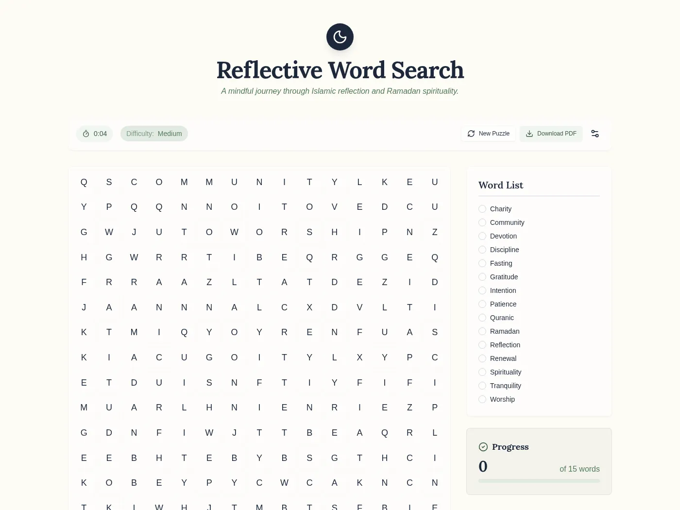 Reflective Word Search