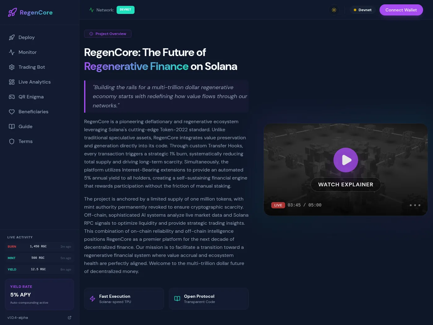 RegenCore Solana Yield Token