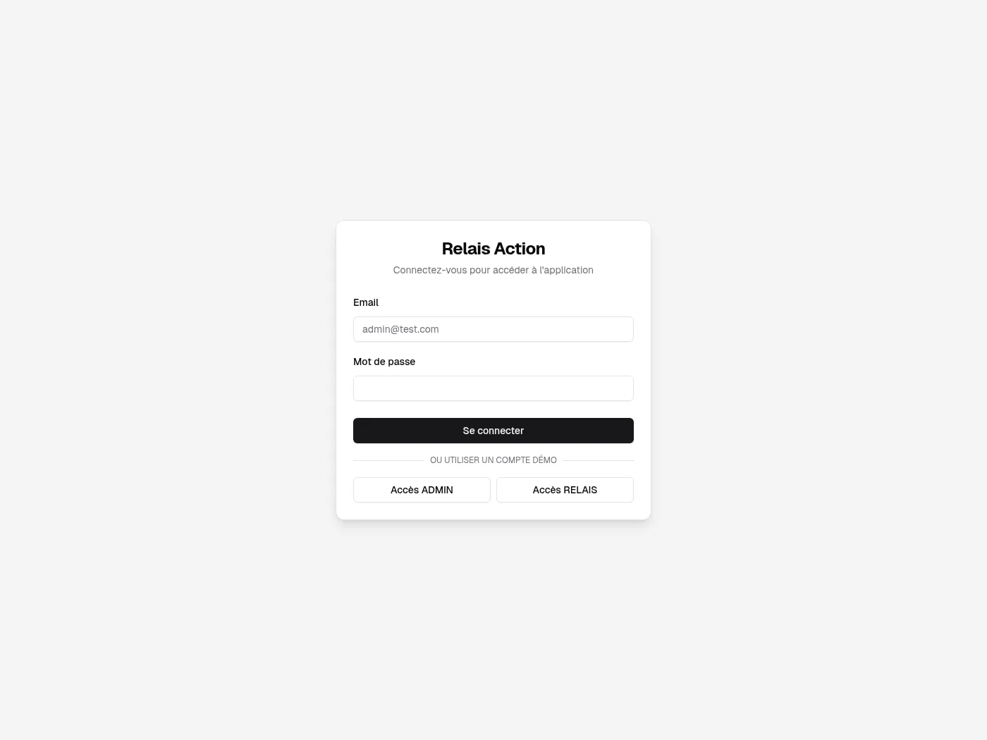 Relais Action Test App