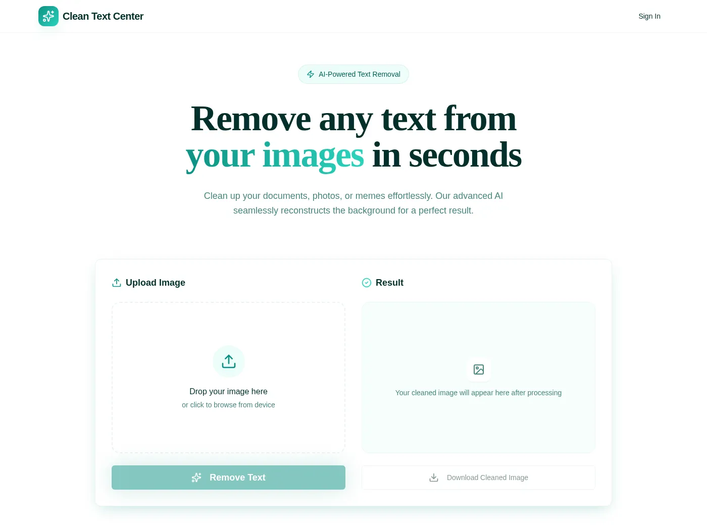 Clean Text Center