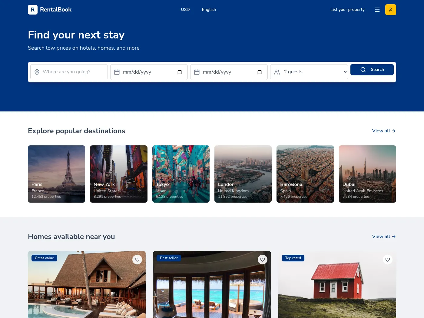 RentalBook Landing