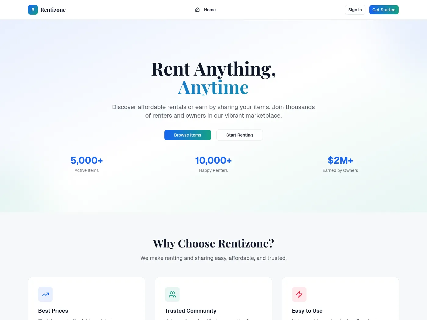 Rentizone Marketplace