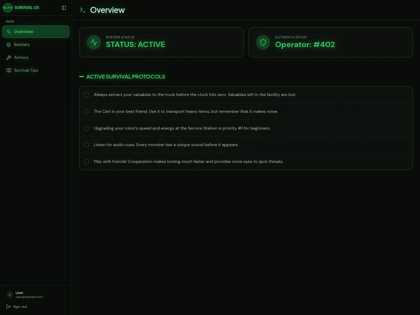 REPO Game Starter Dashboard