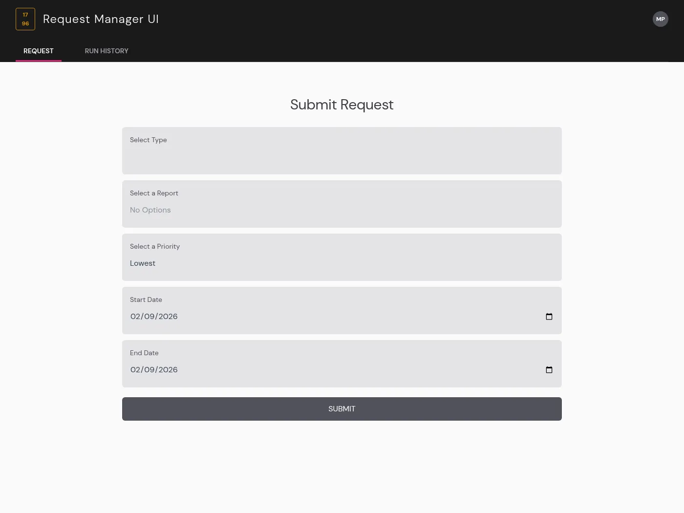 Report Request Dashboard