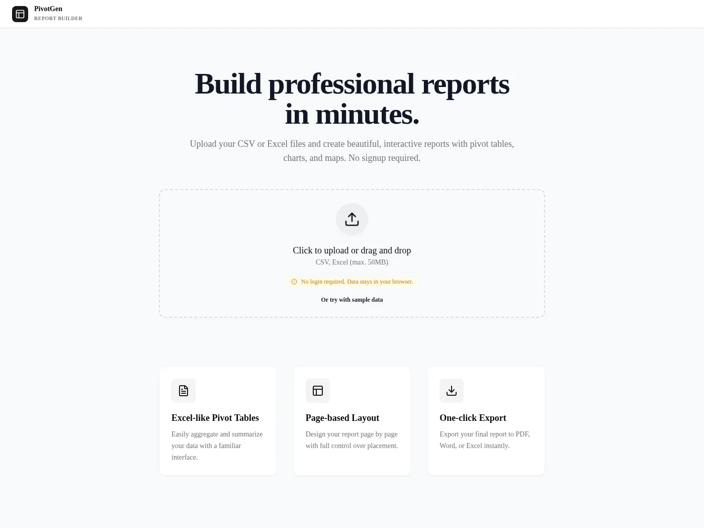 PivotGen Reports Builder