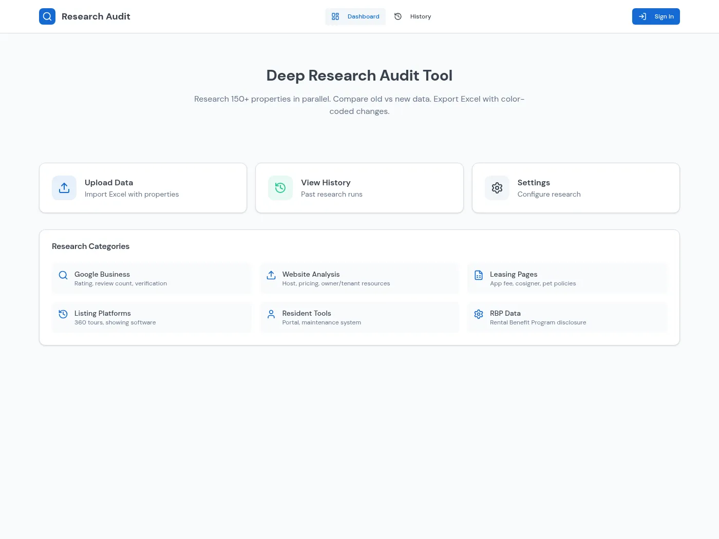 Deep Research Dashboard
