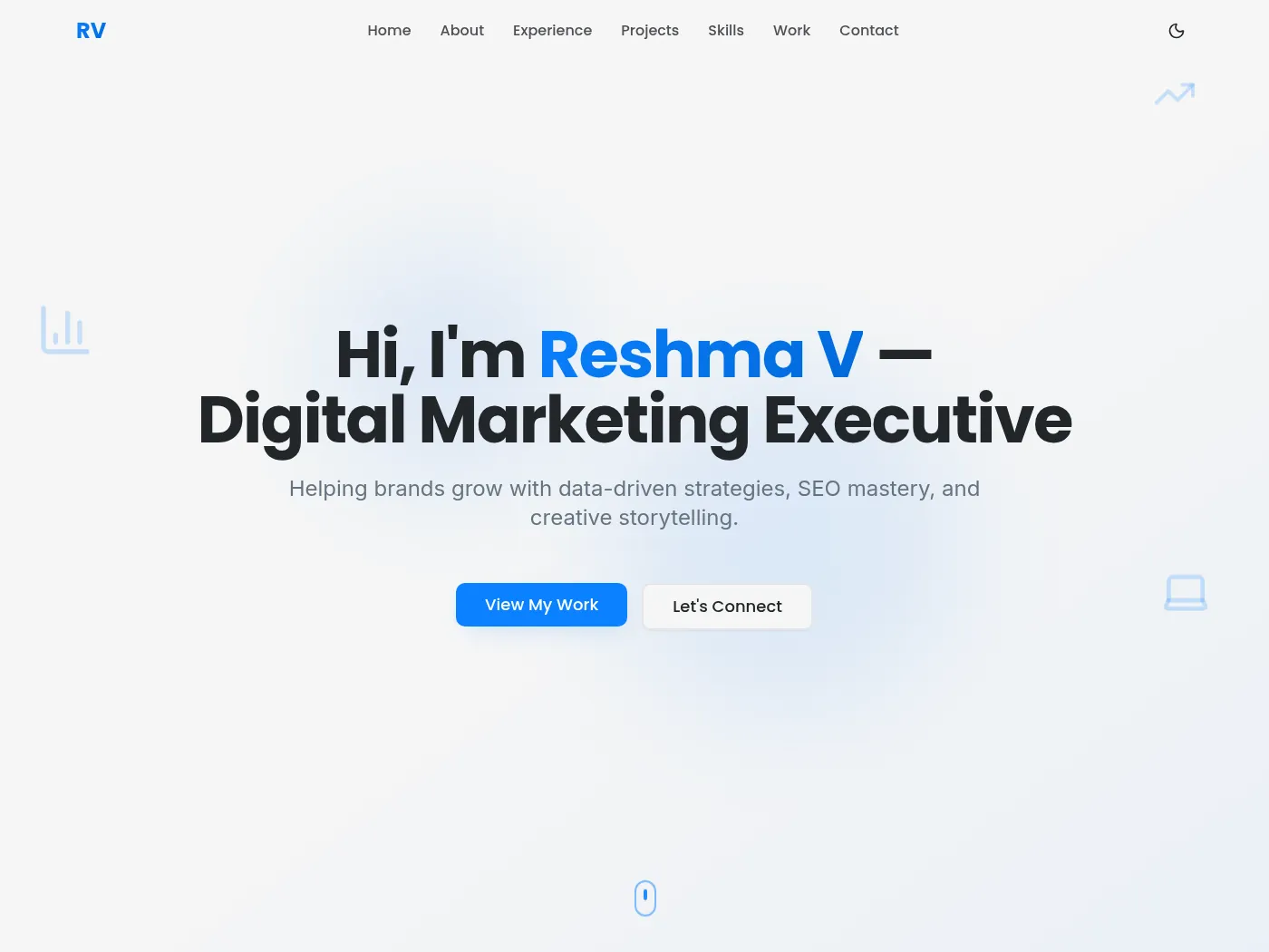 Reshma V – Interactive Digital Marketing Executive Portfolio Website