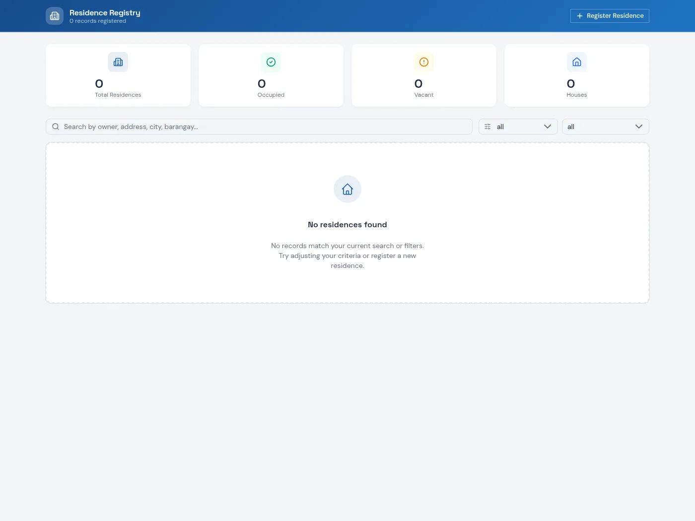Residence Registry System