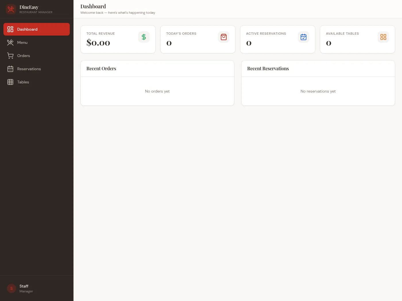 DineEasy Restaurant App