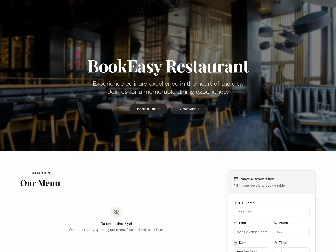 BookEasy Restaurant Portal