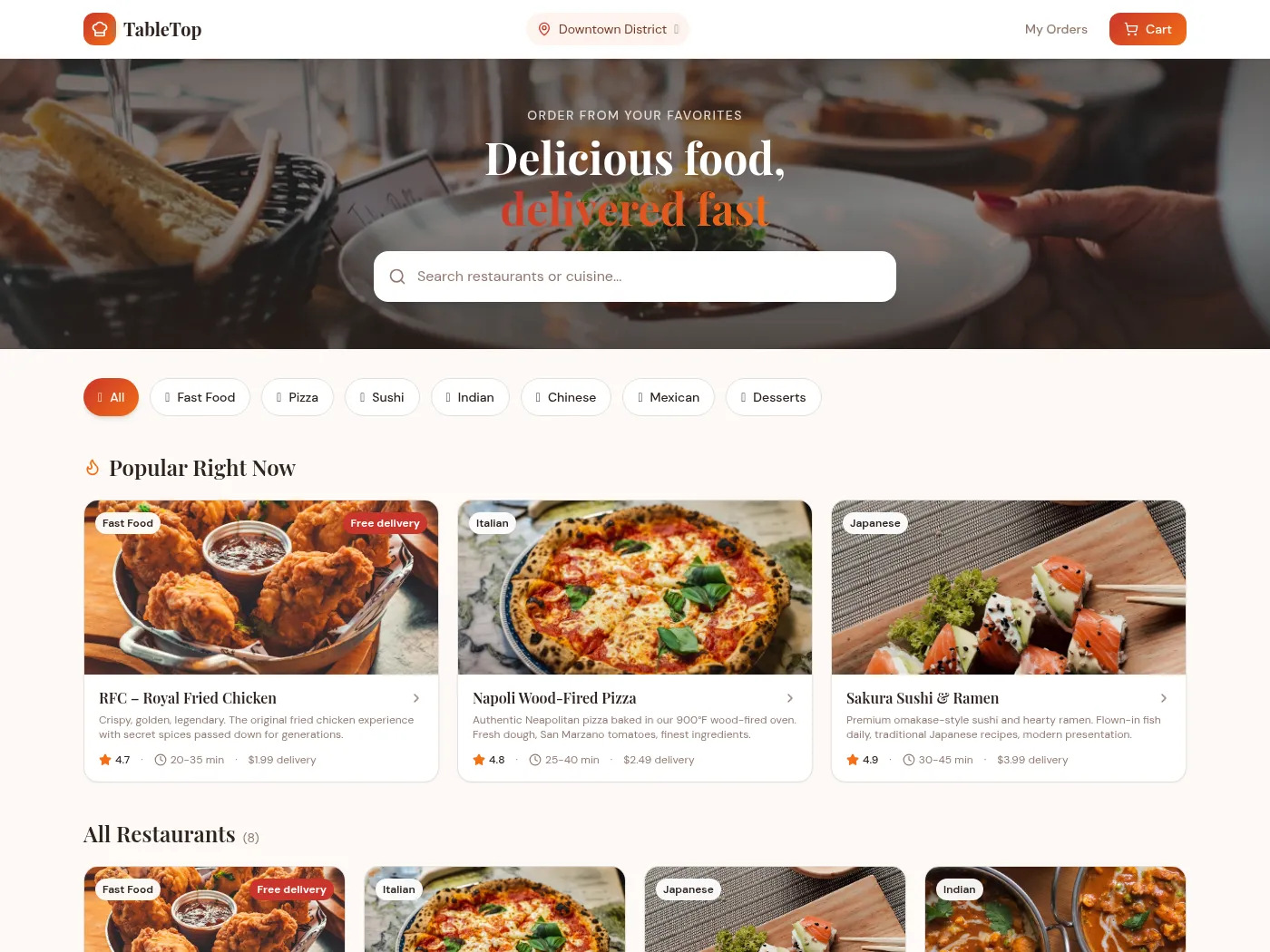 TableTop Dining App