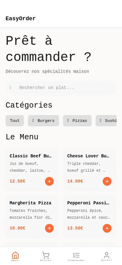 EasyOrder Restaurant App
