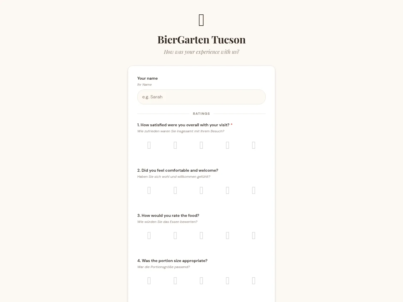 Simple Restaurant Survey