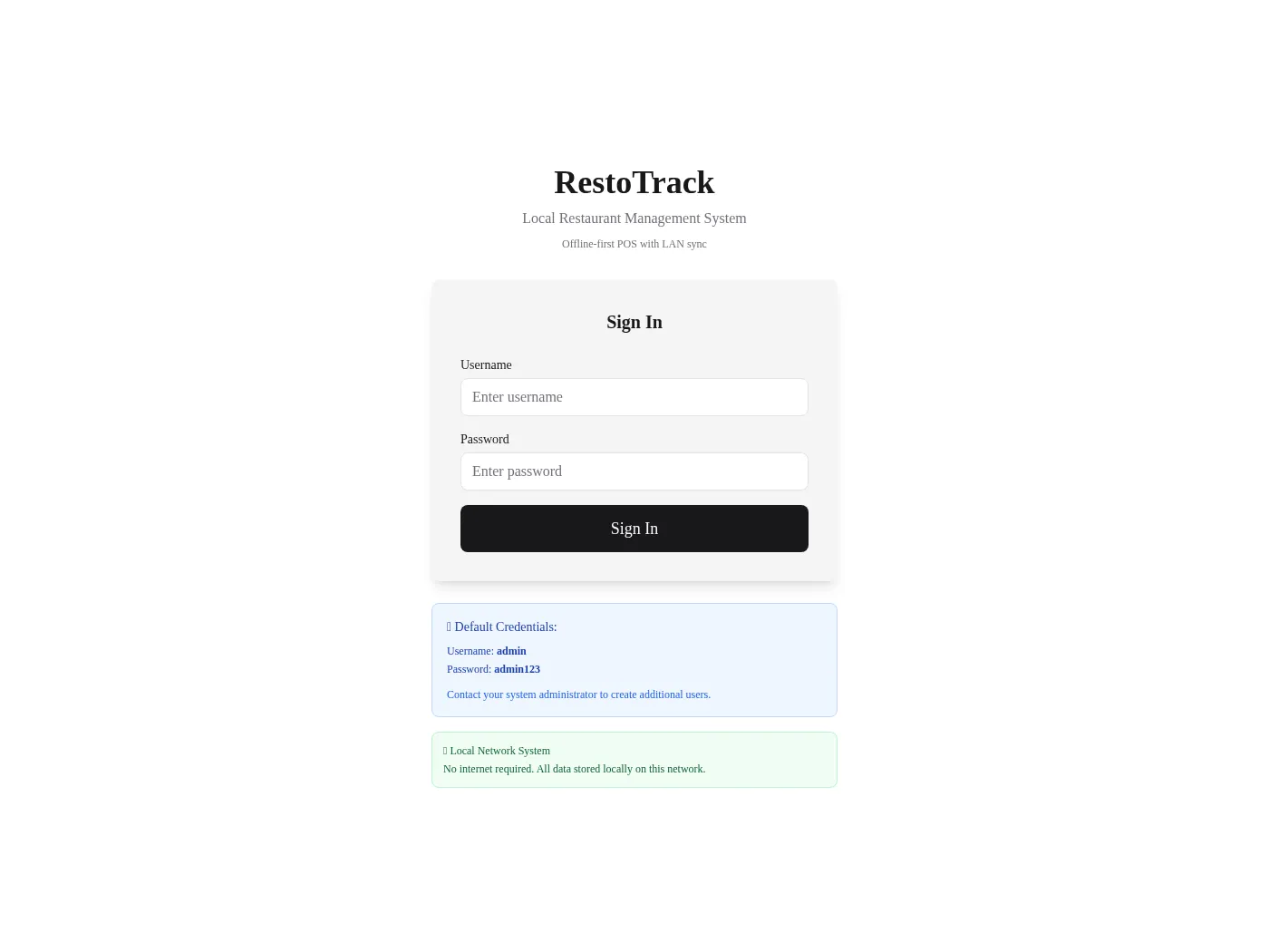 RestoTrack – Local POS App (Remix)