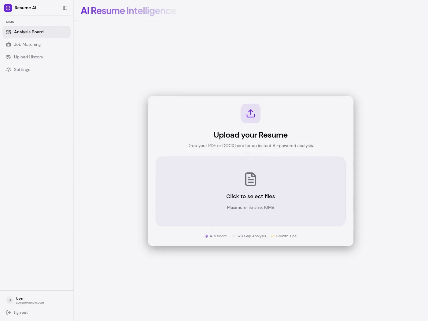 Resume AI Analyzer Dashboard