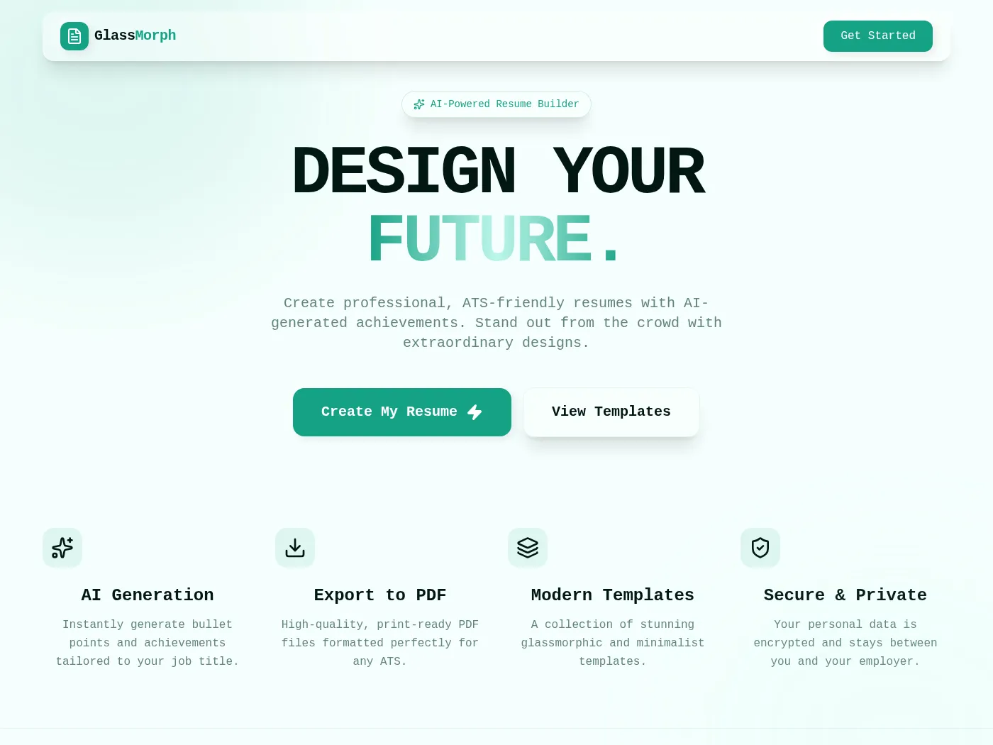 GlassMorph Resume Builder
