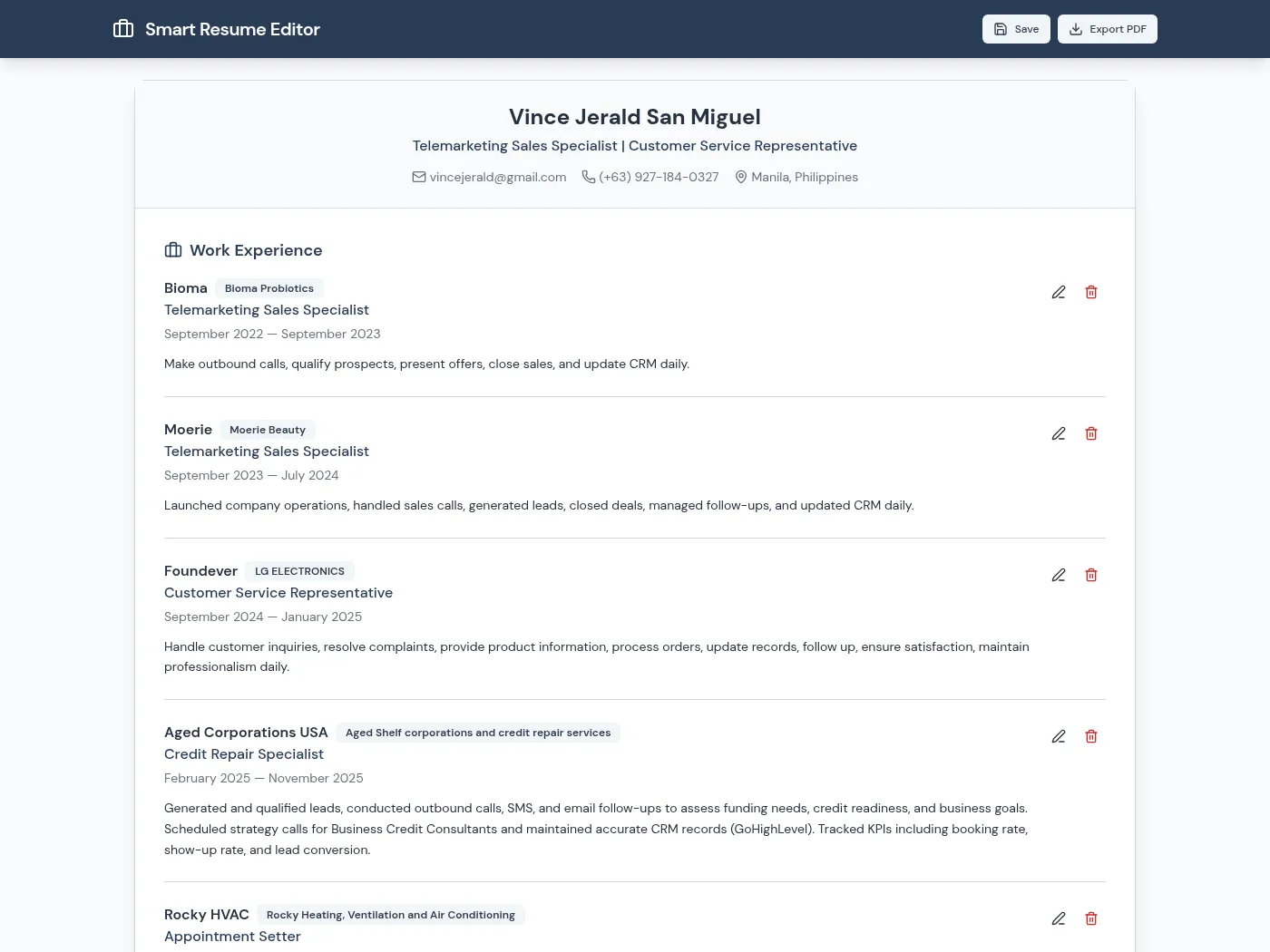 Smart Resume Editor