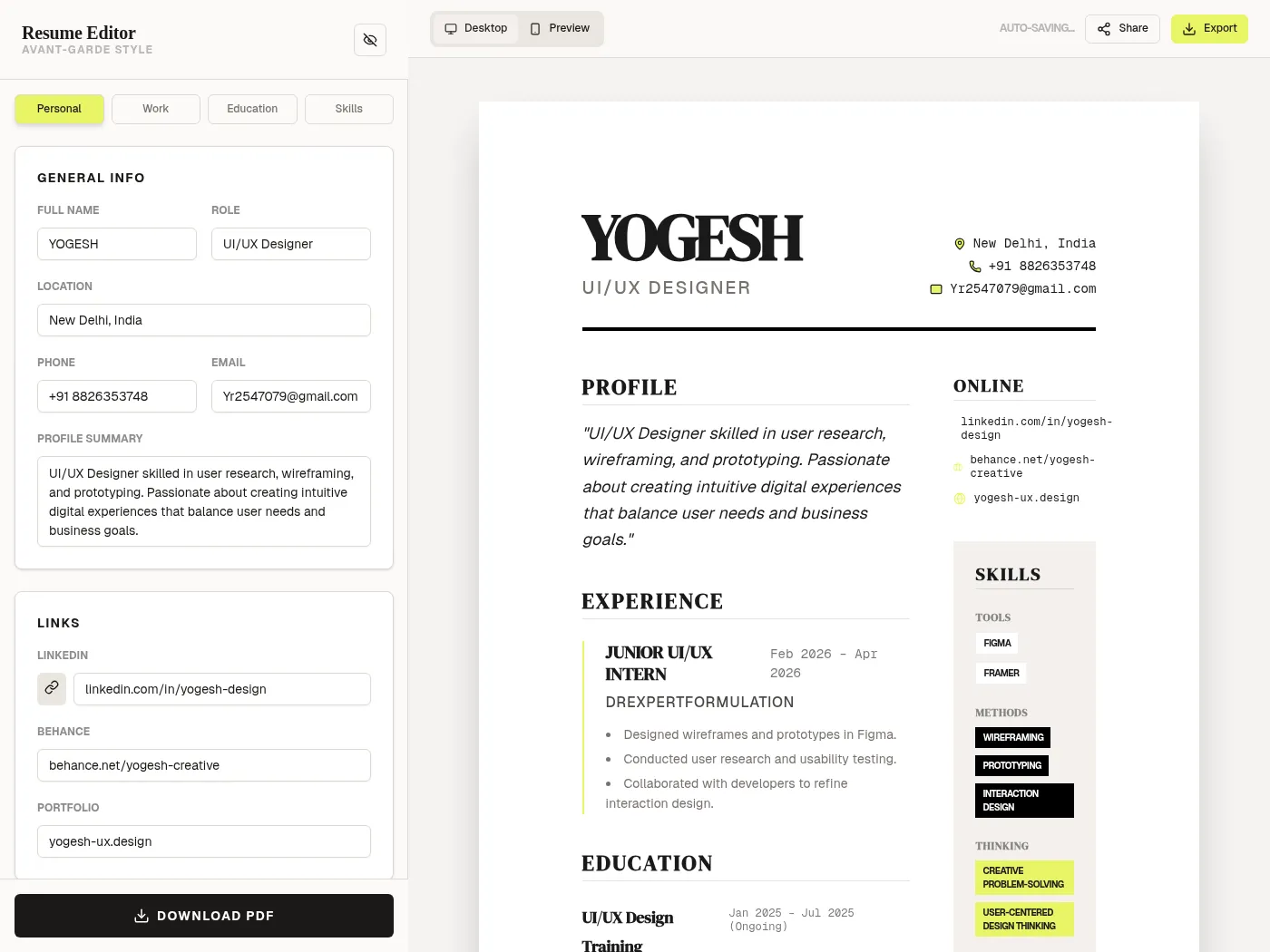 Aesthetic Resume PDF