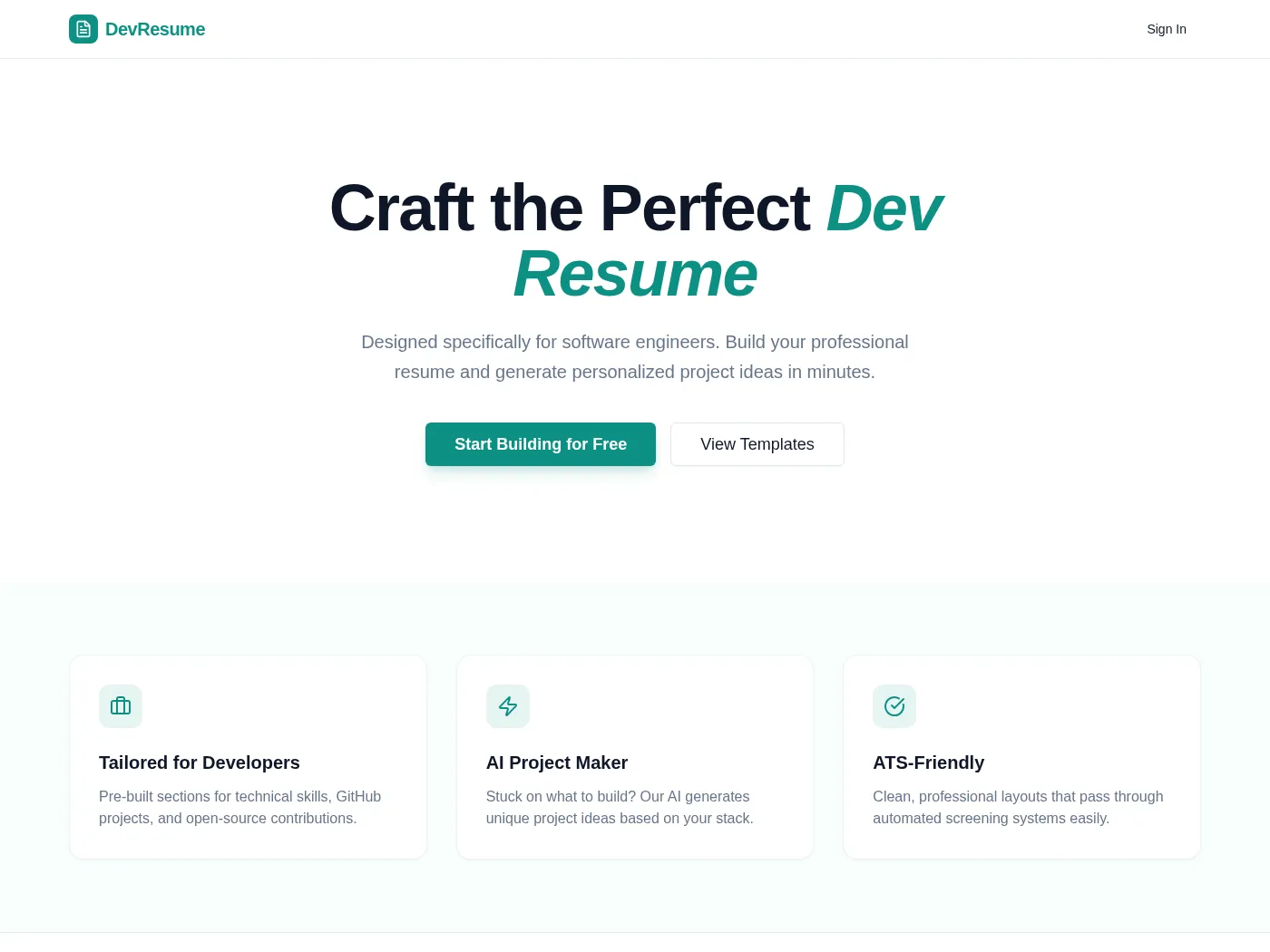Dev Resume & Projects Maker