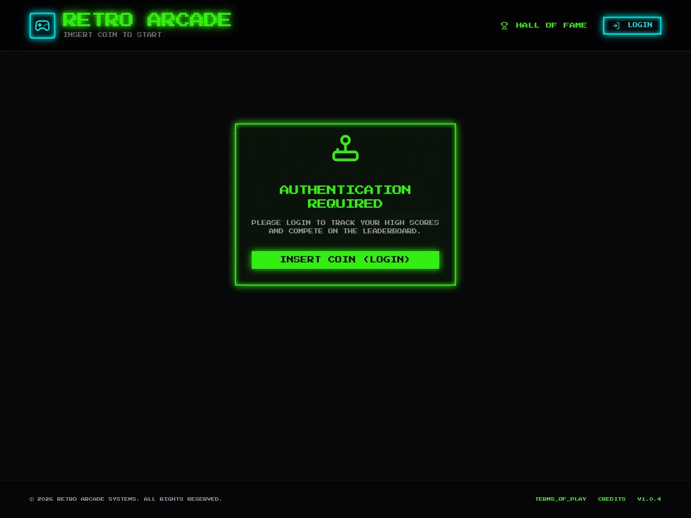 Retro Games Web Arcade