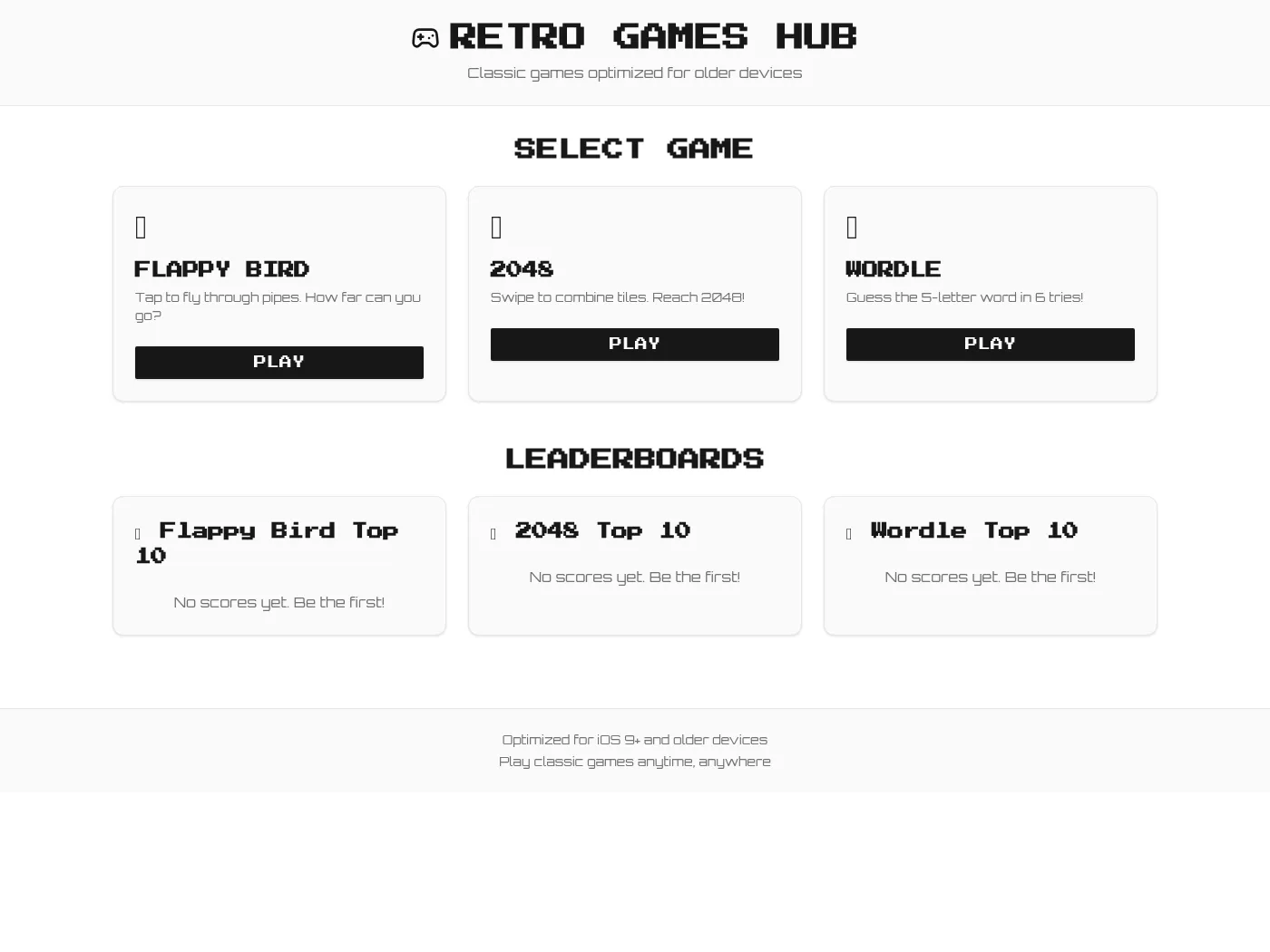 Retro Games Hub