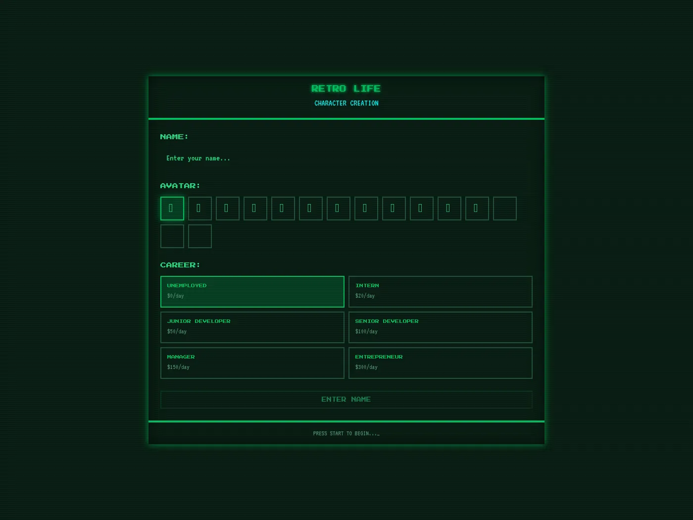 Retro Life Sim