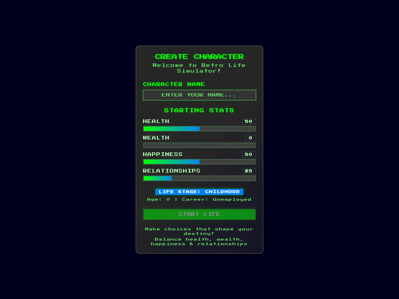 Retro Life Simulator