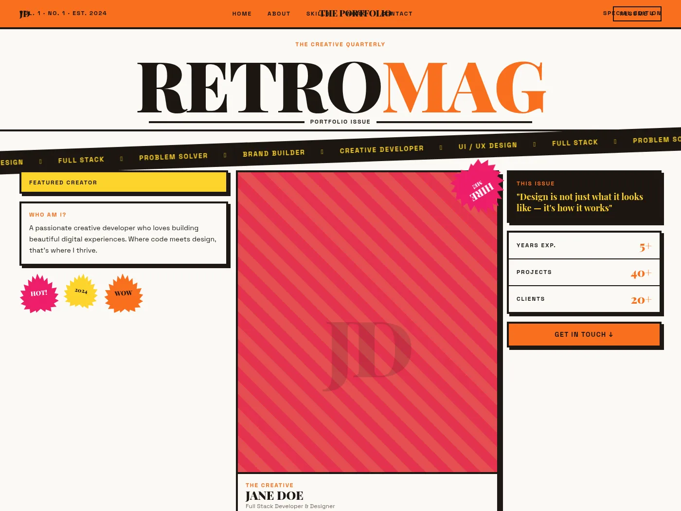 RetroMag Portfolio Site