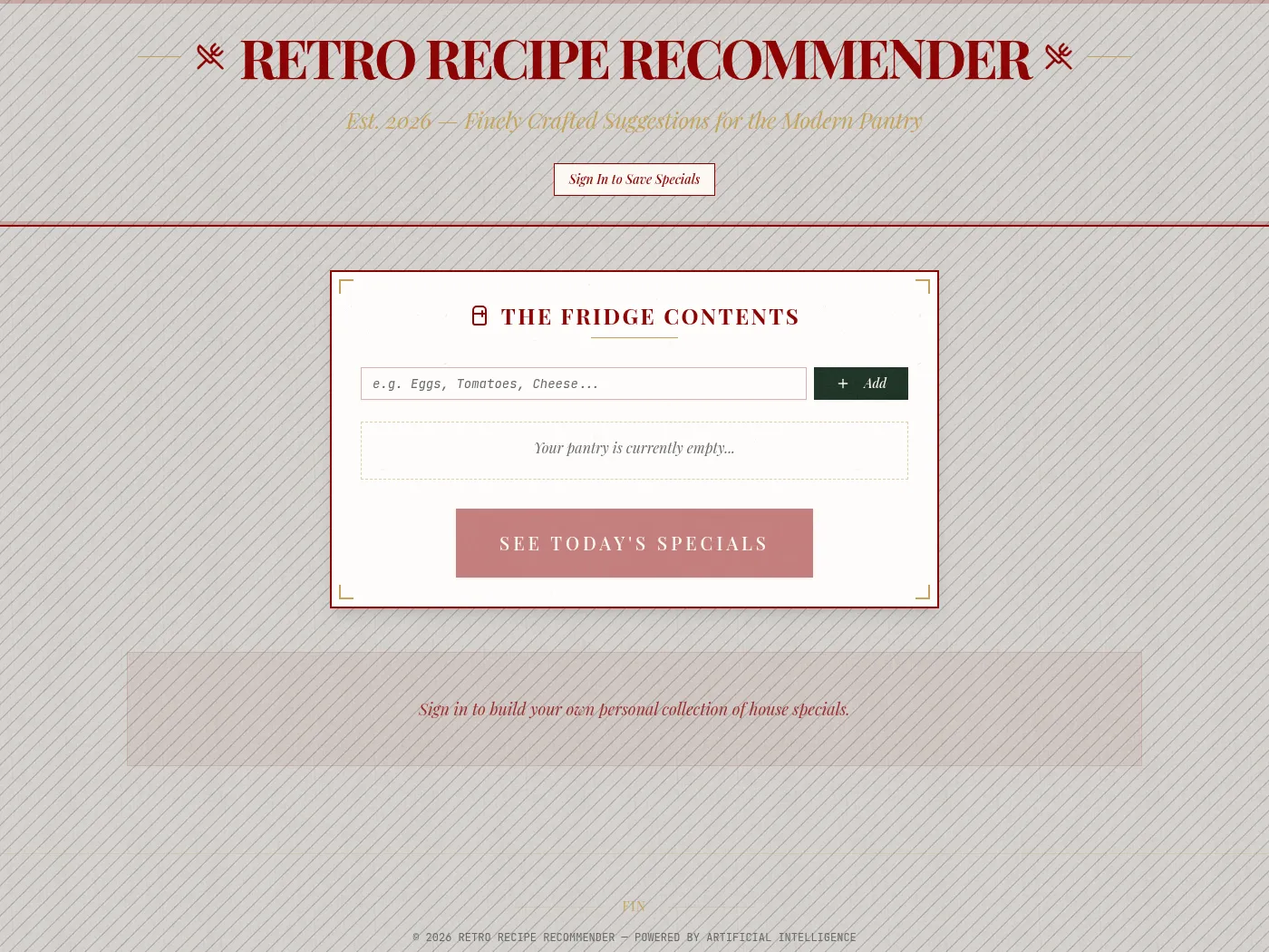 Retro Recipe Recommender