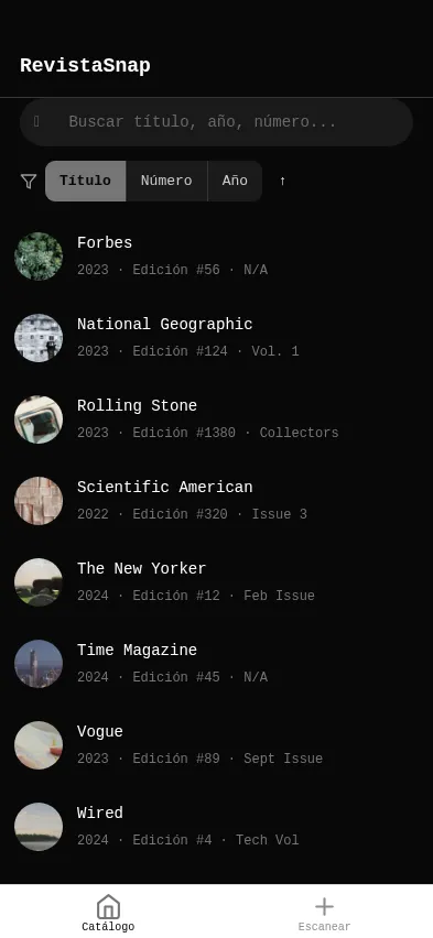 RevistaSnap Catalog App